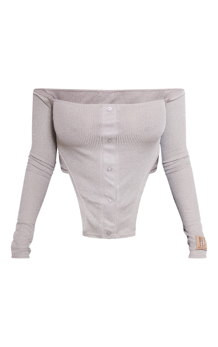 Prettylittlething Shape Grey Ribbed Crop Top | PrettyLittleThing