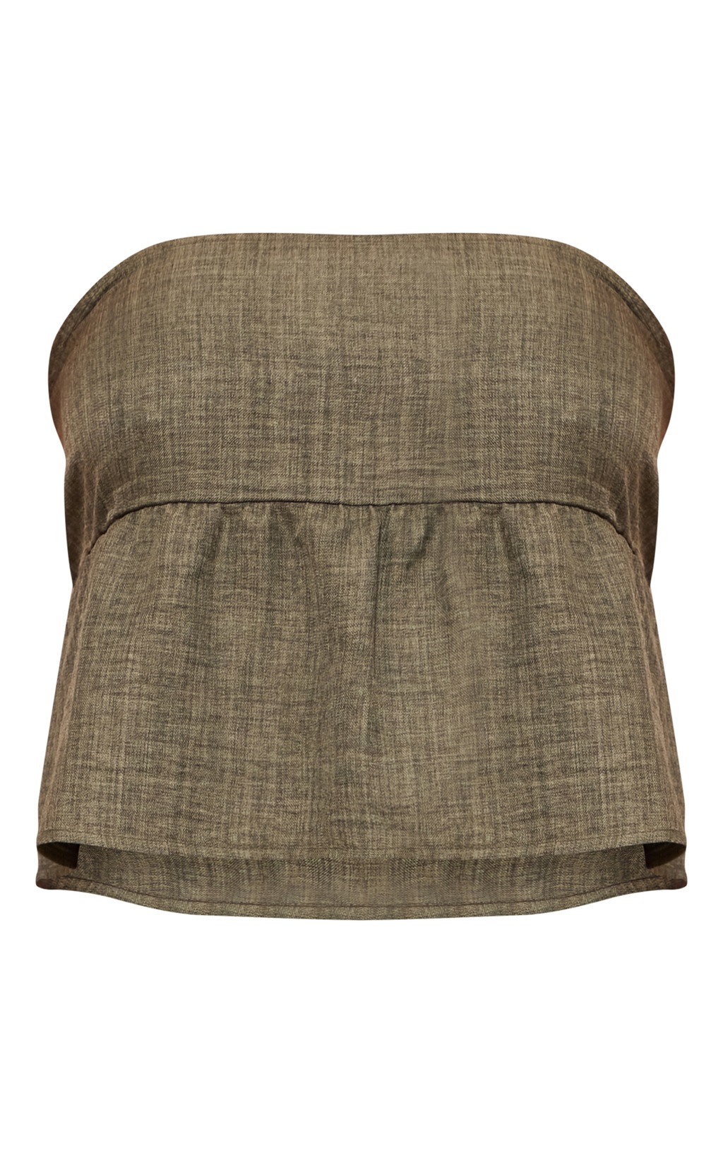 Khaki Linen Look Floaty Bandeau Top | Co-ords | PLT USA