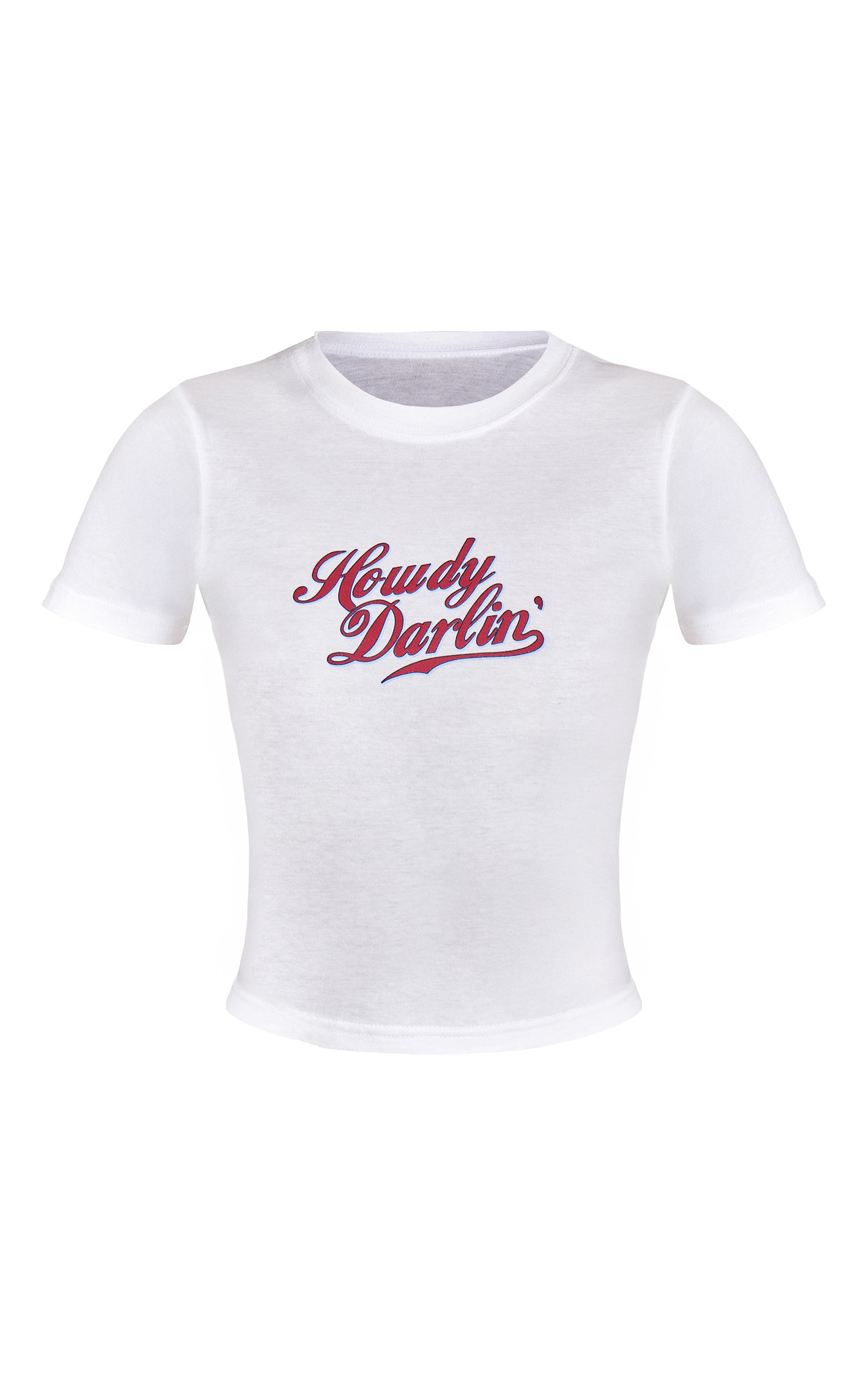 White Howdy Graphic Cropped Fitted T-shirt | Tops | PLT