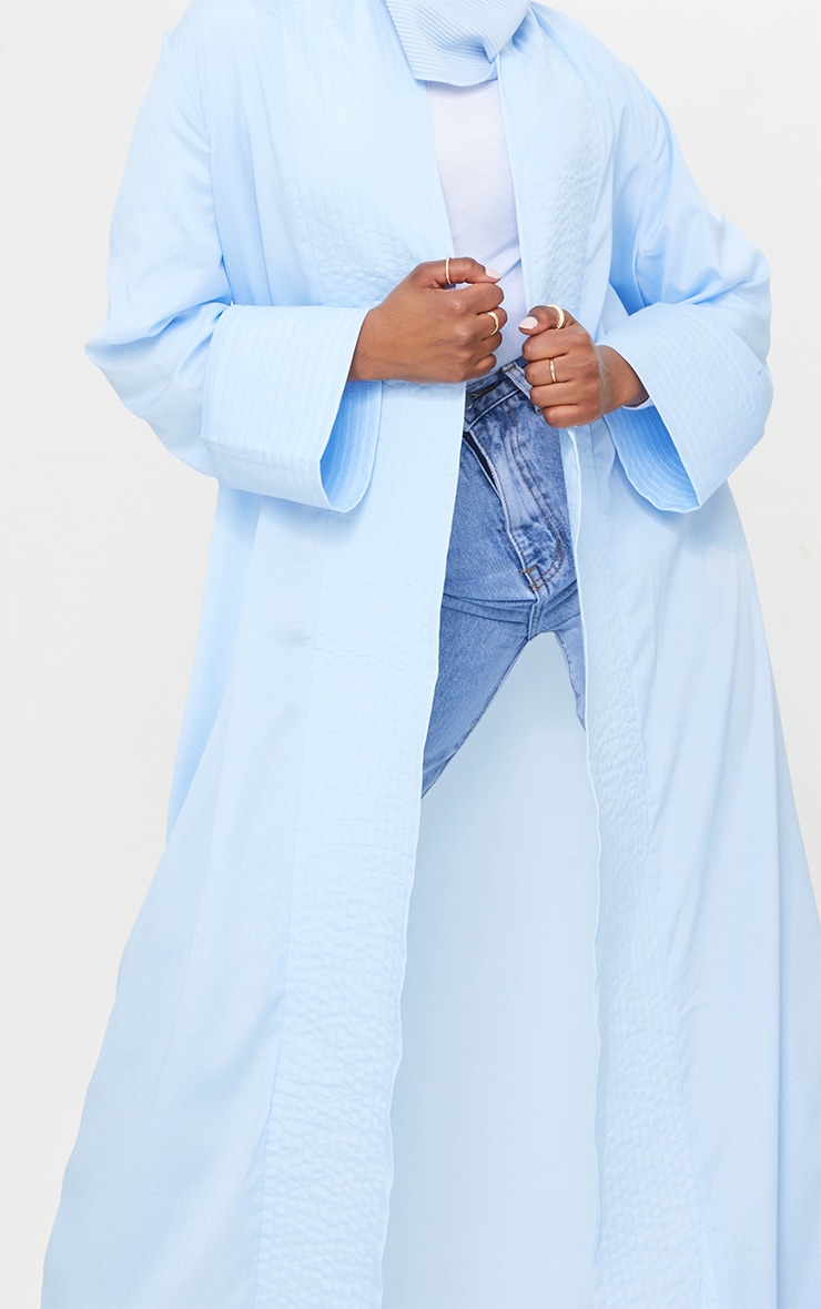 Pale Blue Printed Longline Duster Jacket | PrettyLittleThing