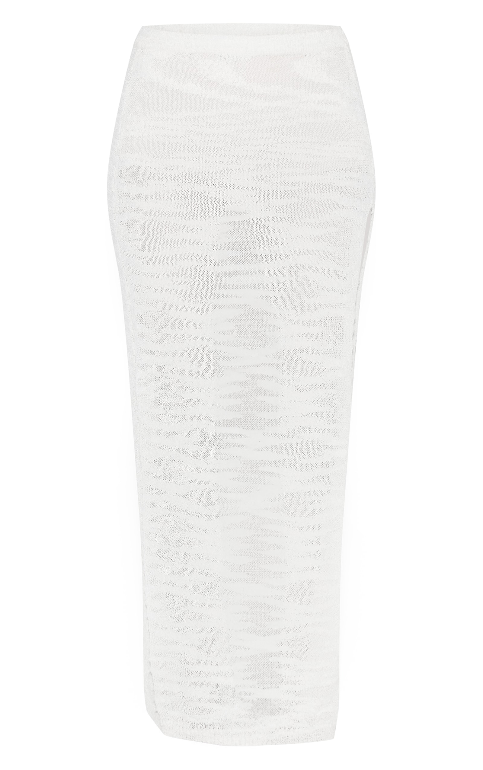 Ecru Sheer Bobble Crochet Side Split Maxi Skirt | Knitwear ...