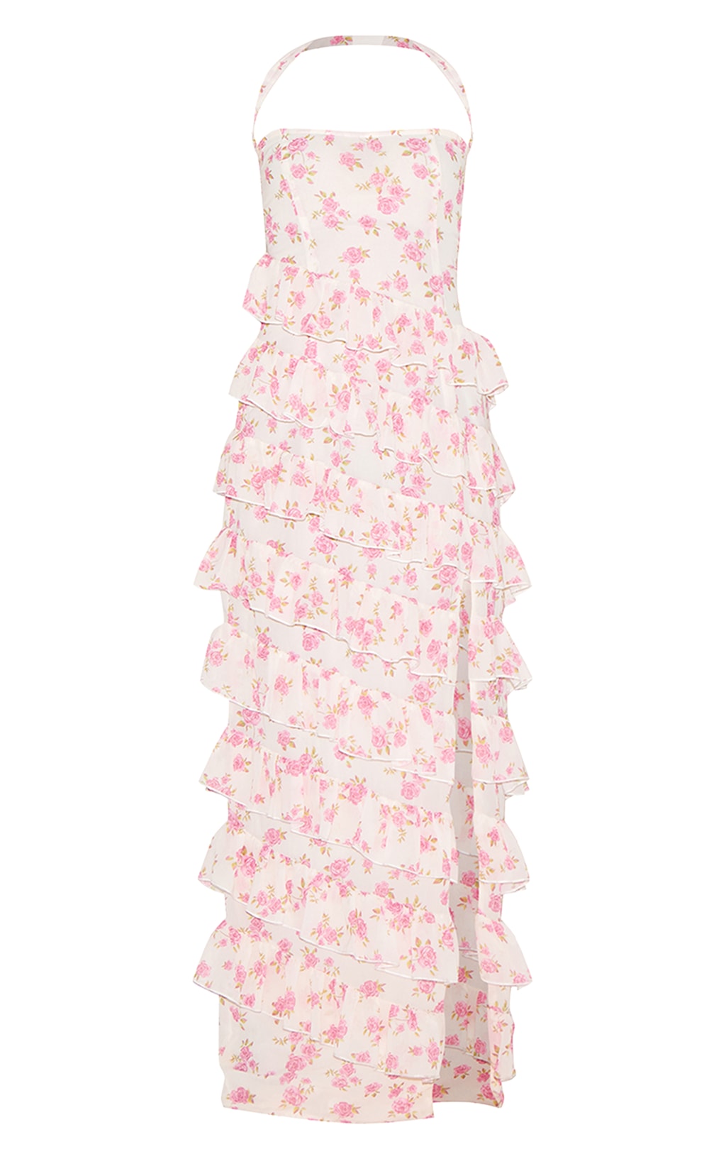 Petite Pink Flower Print Frill Detail Maxi Dress | Petite | PLT