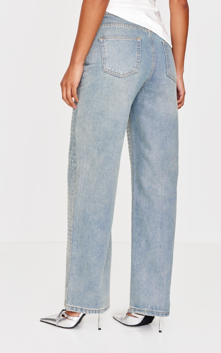 Vintage Light Wash Diamante Straight Leg Jeans | Denim ...