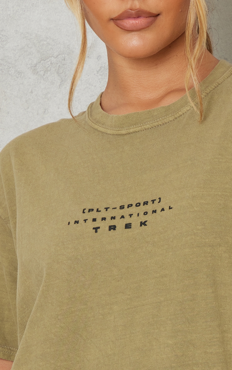 PLT SPORT Moss Khaki Washed Oversized Trek Tshirt | Athleisure ...