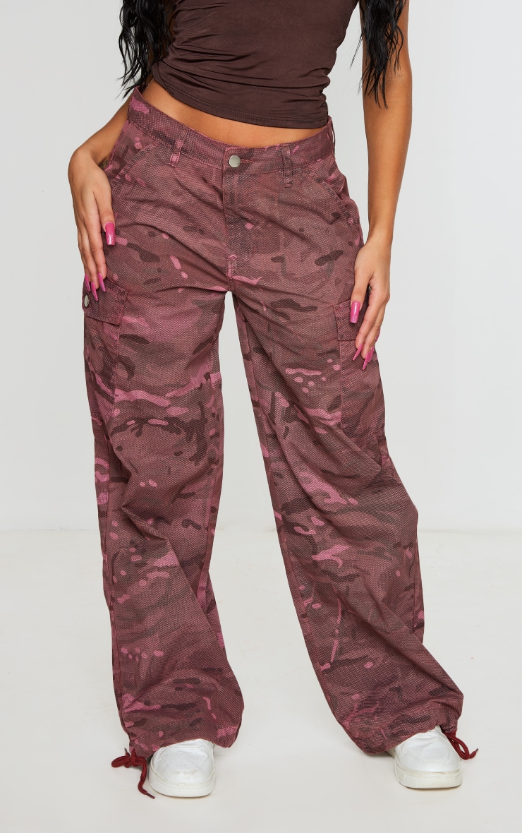 Pink Faded Camo Print Low Rise Cargo's | PrettyLittleThing