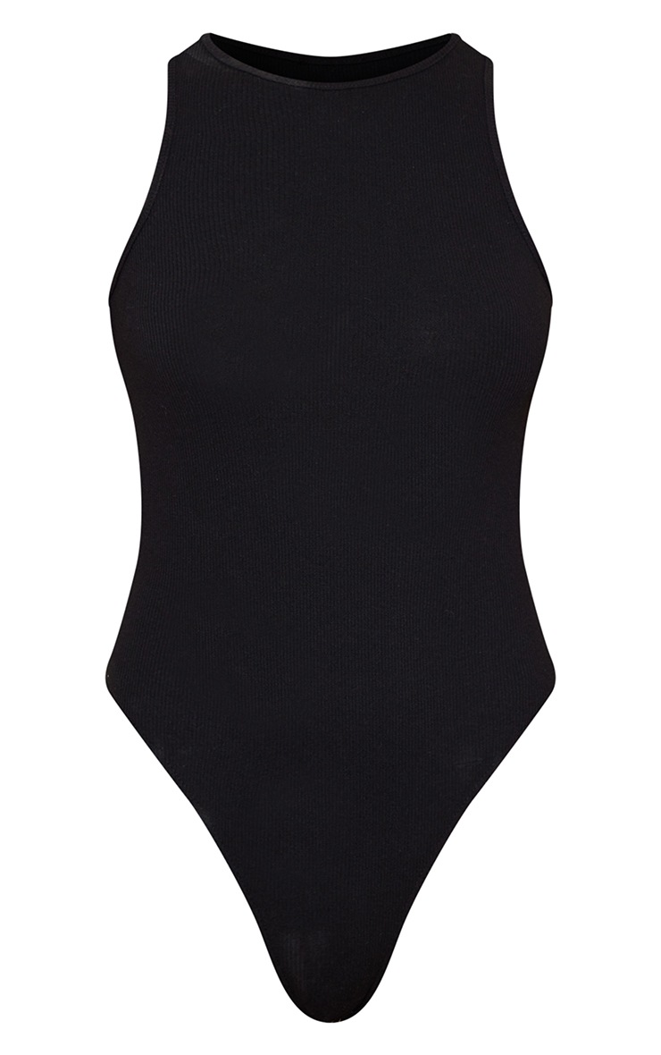 Basic Black Rib Racer Bodysuit | Tops | PLT