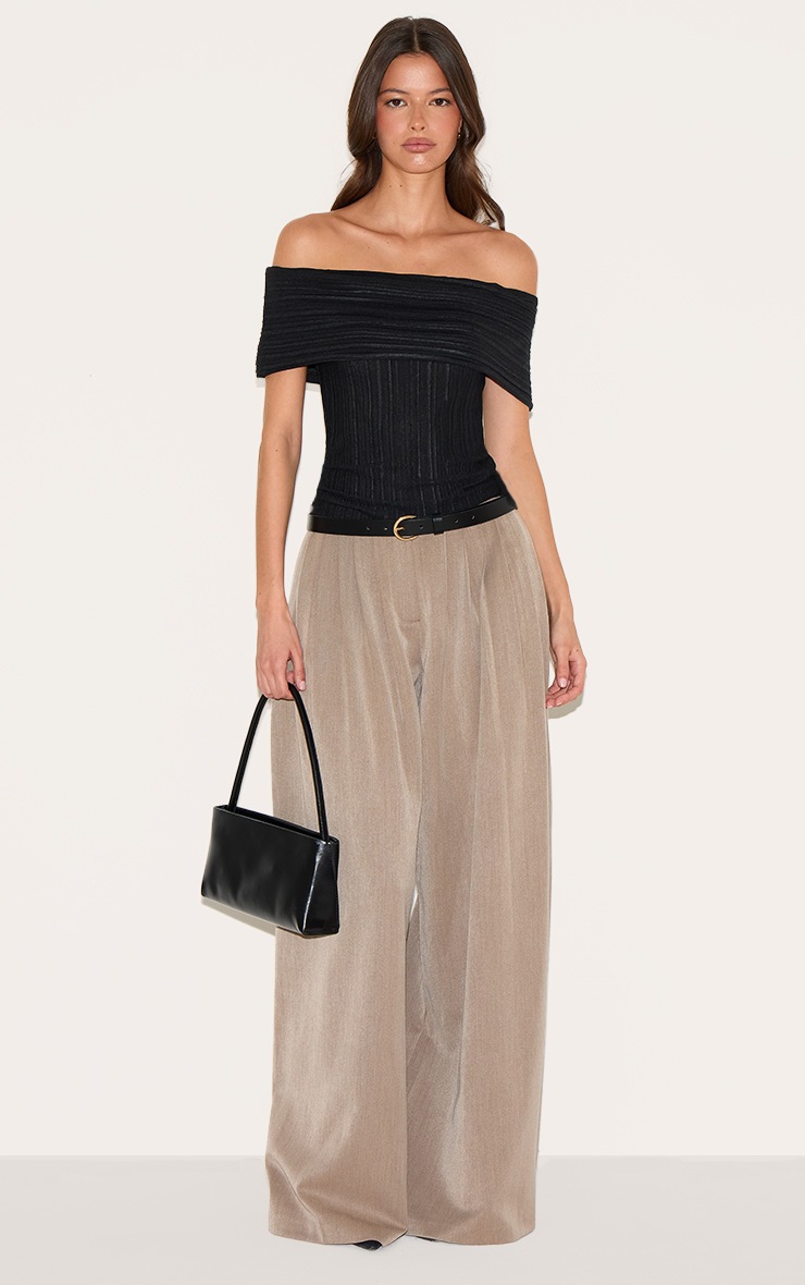 Black Rib Style Fold Over Top | Tops | PLT