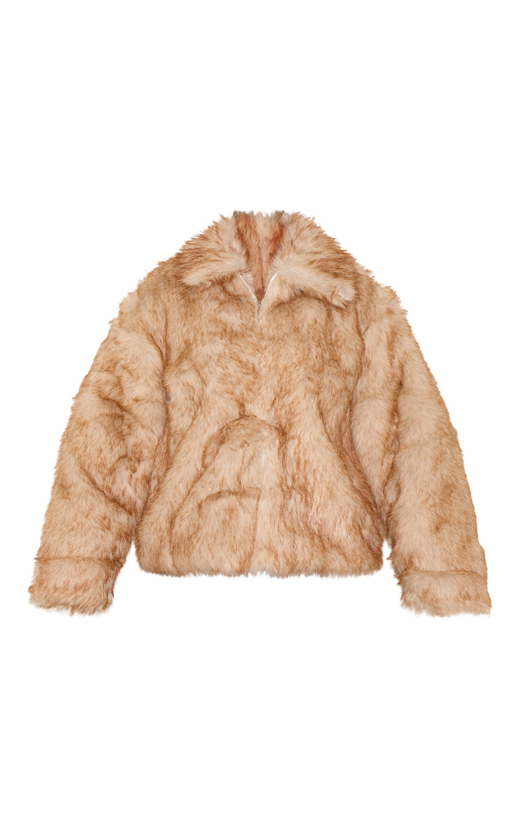 Plus Beige Tipped Faux Fur Collar Detail Jacket | Plus Size ...