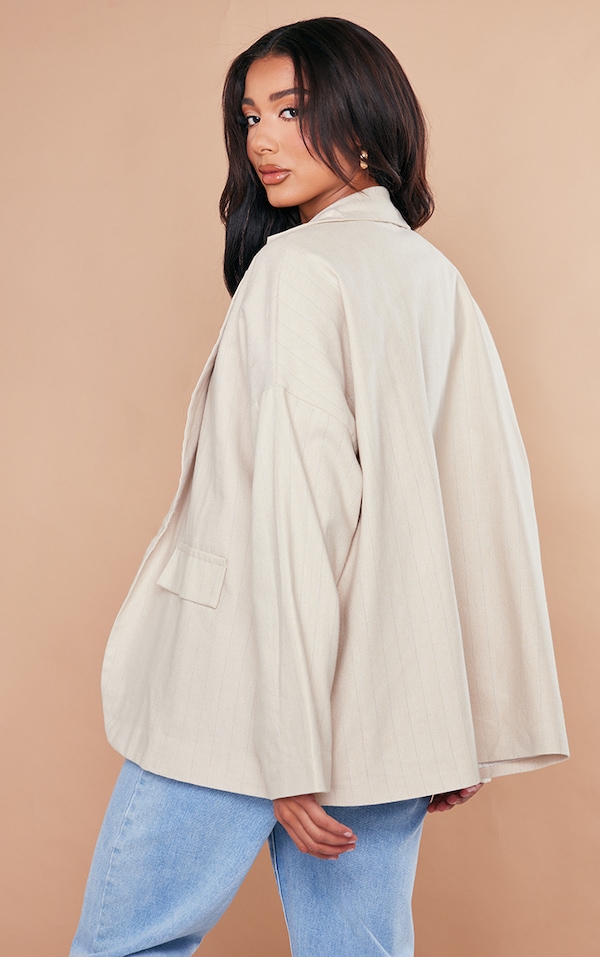 Stone Textured Lightweight Wool Dropped Shoulder Blazer | Outerwear | PLT
