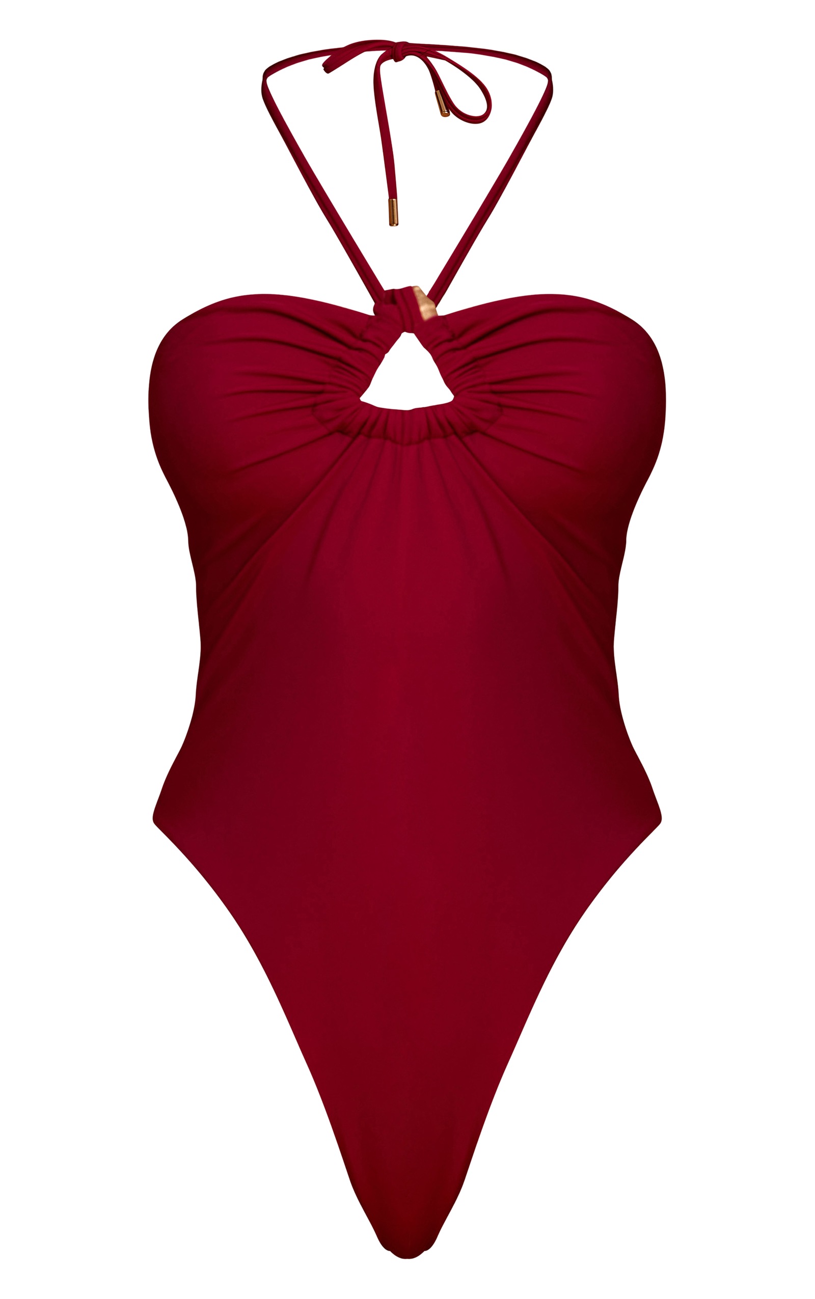 Magenta Triangle Trim Halter Neck Swimsuit | Swimwear | PLT USA