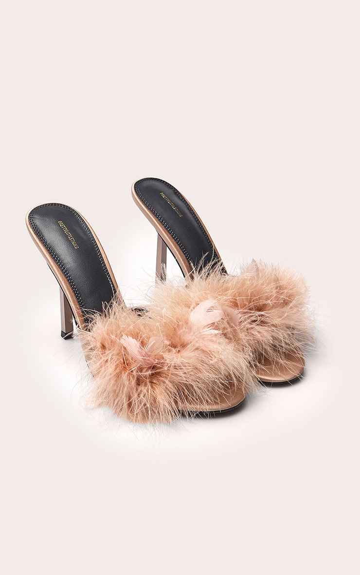 Blush Feather Heeled Mule | Footwear | PLT