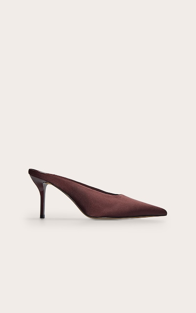 Chocolate Mid Stiletto Heeled Court Mules | Footwear | PLT