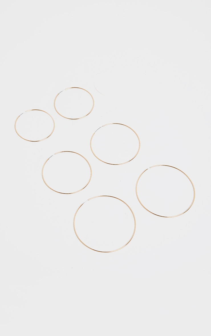 Gold Thin Multi Sizes Hoop Pack | PrettyLittleThing CA
