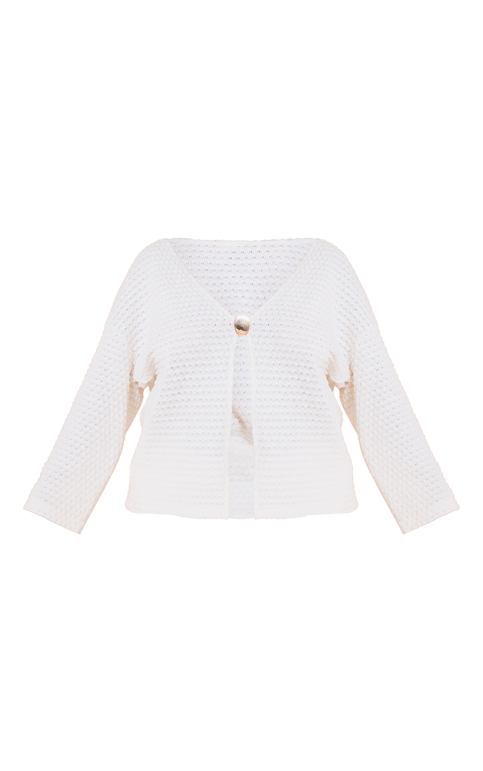 Plus Cream Textured Oversized Trim Long Sleeve Top | Plus Size | PLT