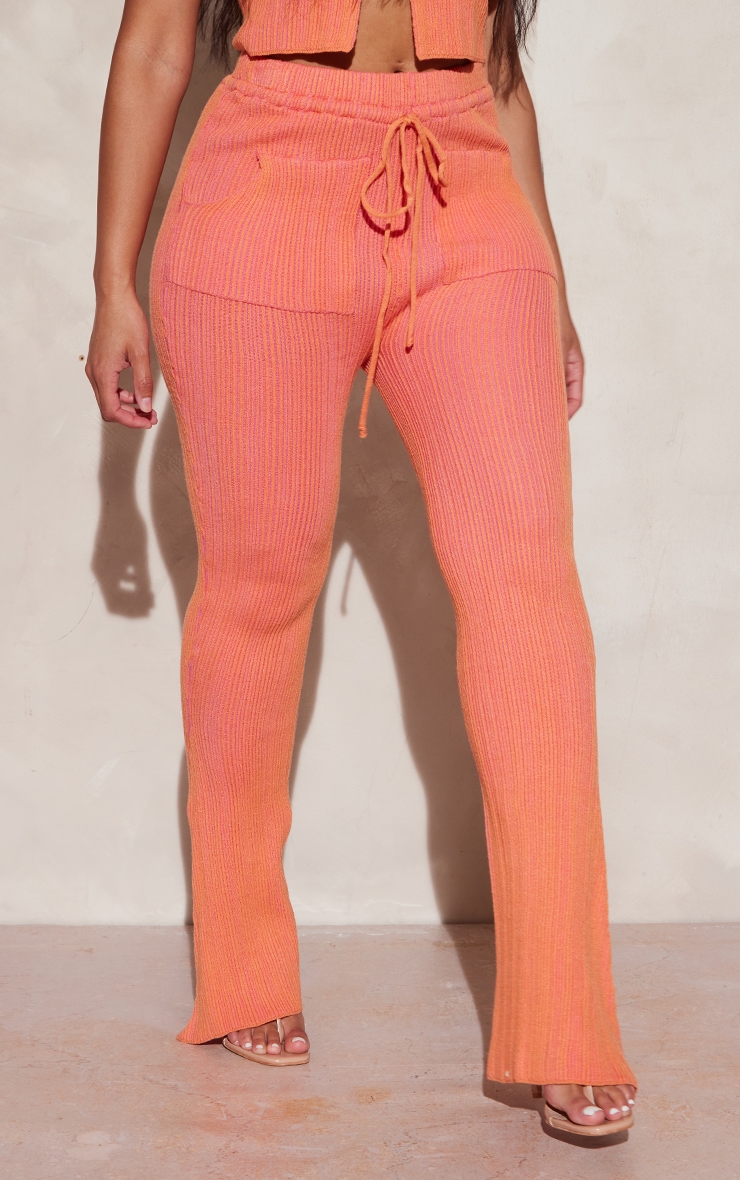 Shape Pantalon flare rose maille tricot contrastante cordons ...