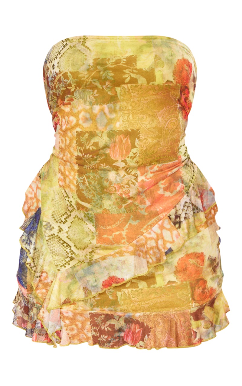 Plus Green Renaissance Bandeau Frill Hem Dress | Plus Size ...