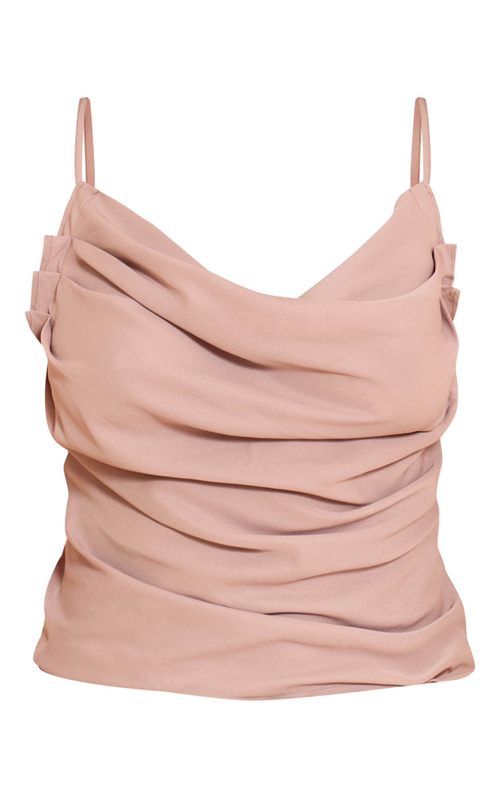 Shape Mocha Pleated Cowl Neck Strappy Top | Shape | PLT