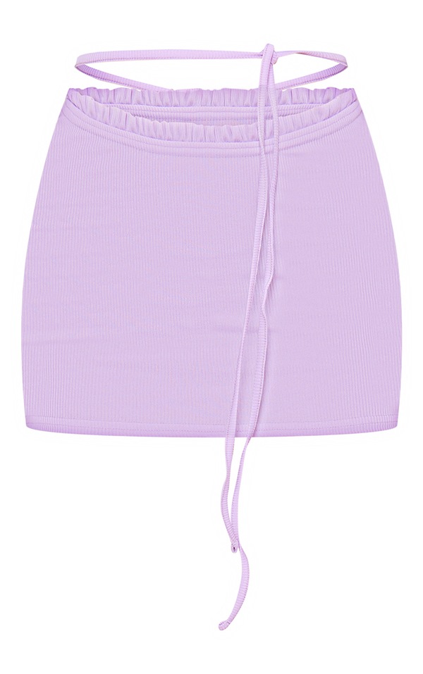 Lilac Rib Frill Edge Cut Out Micro Mini Skirt | PrettyLittleThing USA