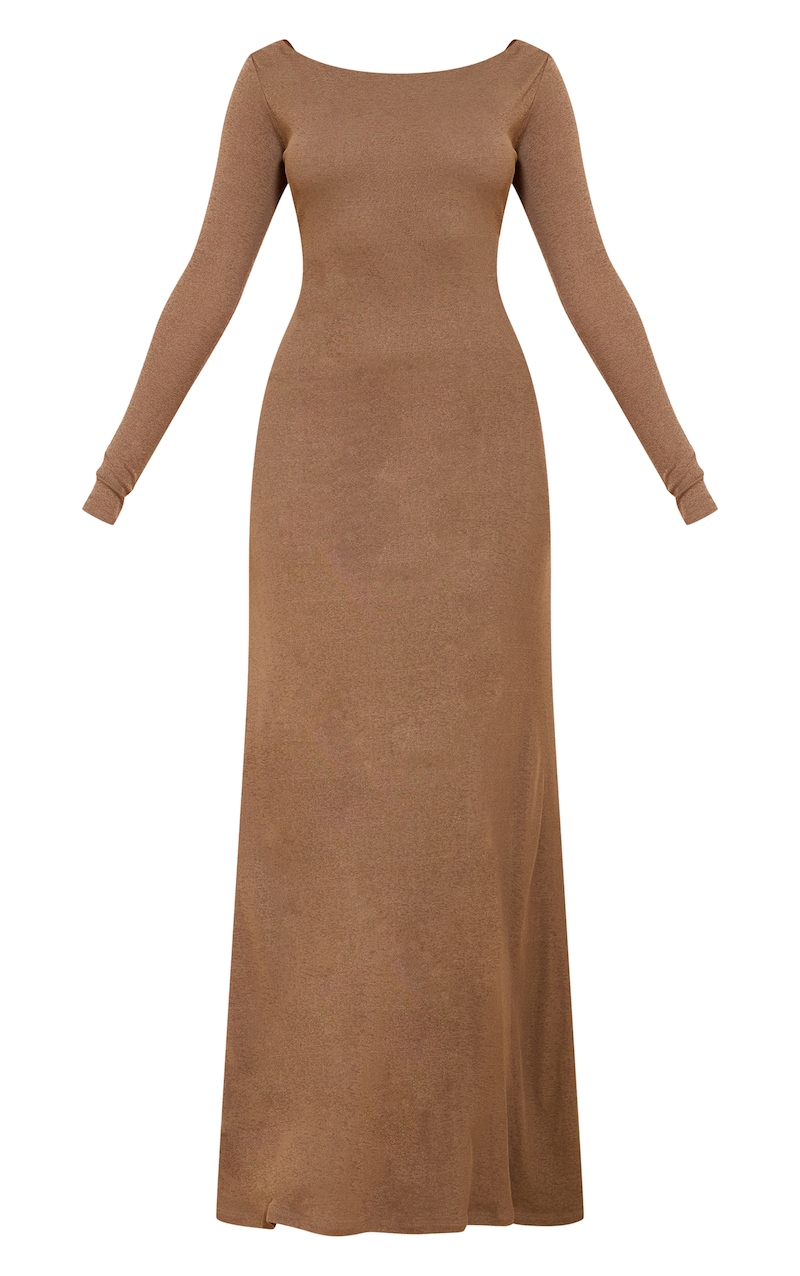 Chocolate Double Layer Onion Skin Cowl Back Dress | Dresses | PLT