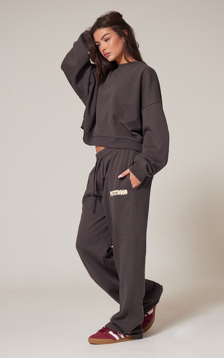 PLT Charcoal Studio Straight Leg Sweatpants | Sweat | PrettyLittleThing USA