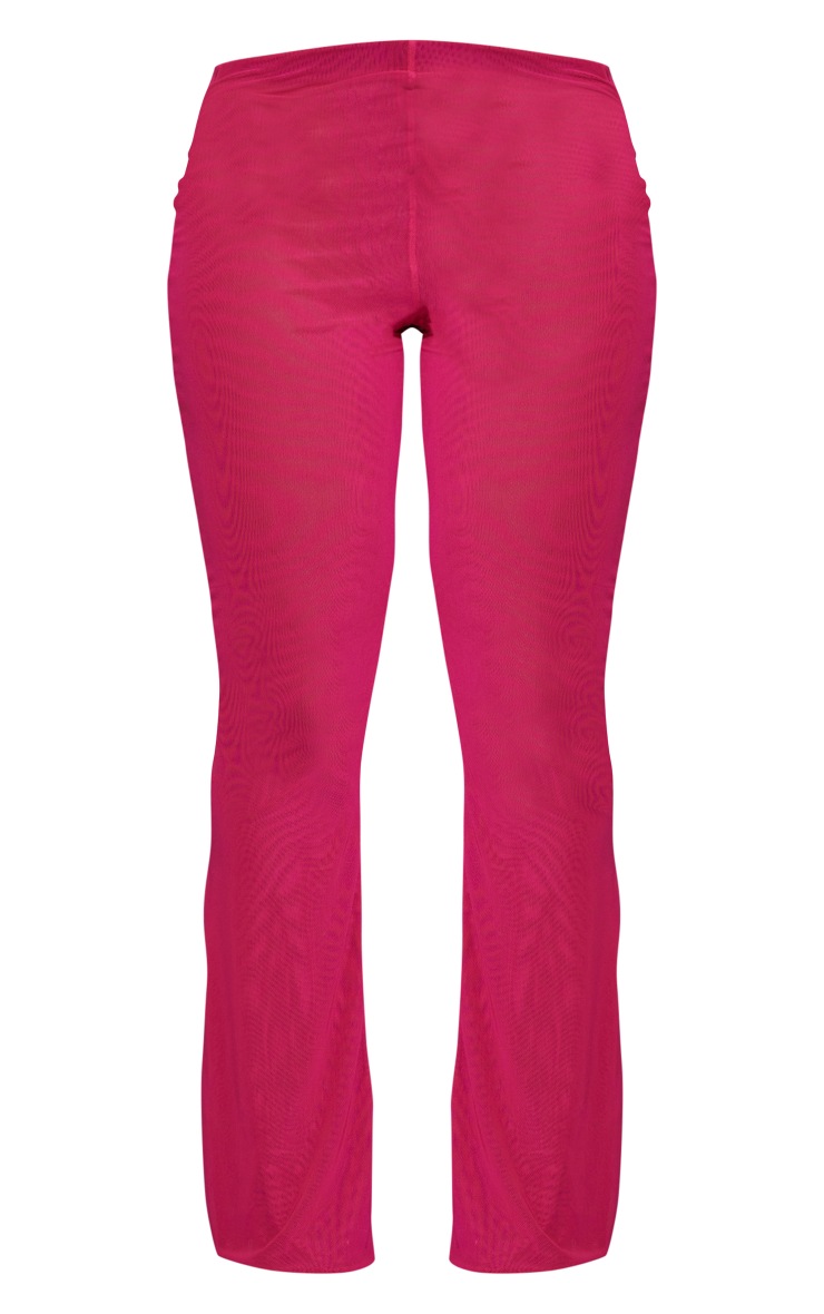 Bright Pink Sheer Mesh Flared Pants | PrettyLittleThing AUS