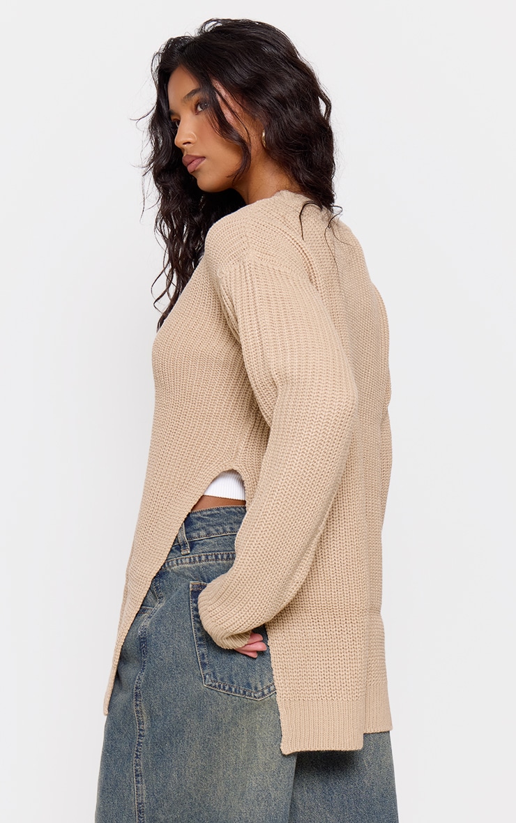 Stone Round Neck Side Split Jumper | Knitwear | PLT