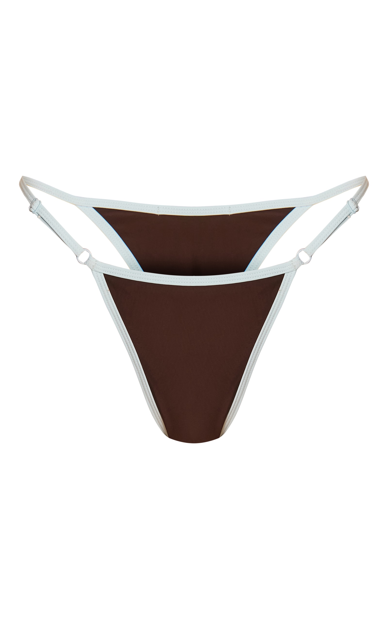 Chocolate Contrast Binding String Tanga Bikini Bottom | Swimwear | PLT USA