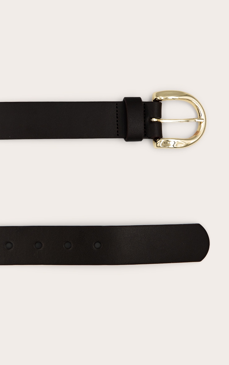 Chocolate Pu Curved D-ring Gold Buckle Belt | Accessories | PLT