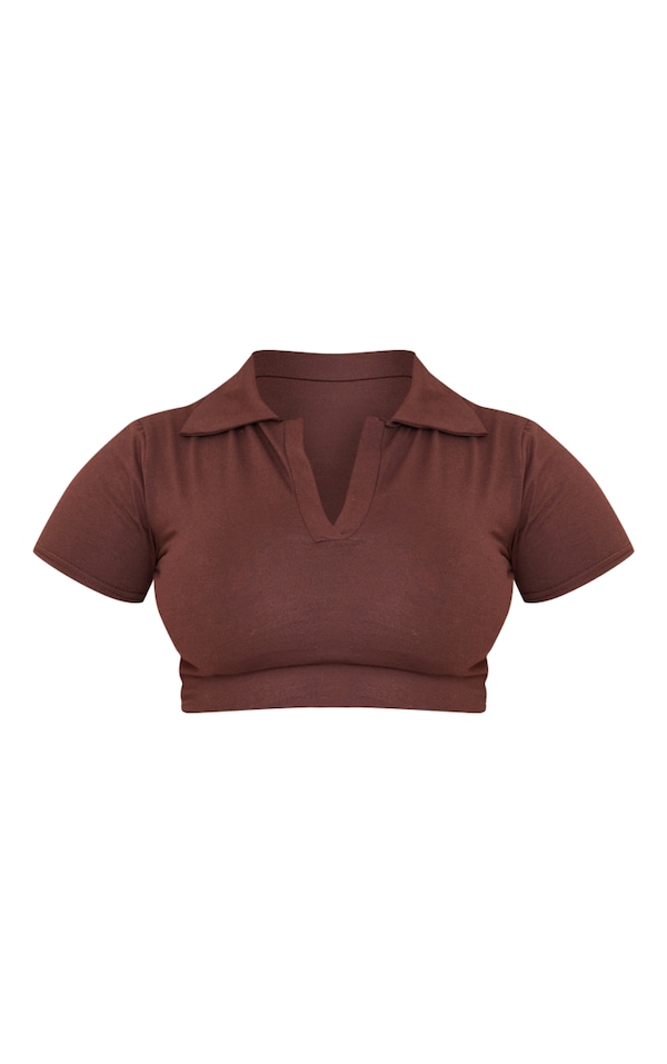 Shape Chocolate Brown Cotton Collar Crop Top | Shape ...