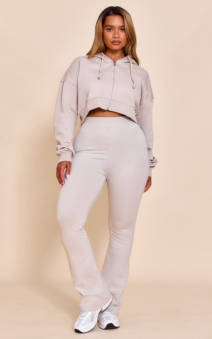 Shape Grey Marl Zip Front Long Sleeve Crop Hoodie | Shape | PLT USA
