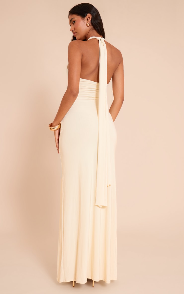 Almond Slinky Keyhole Detail Sleeveless Maxi Dress | Dresses | PLT