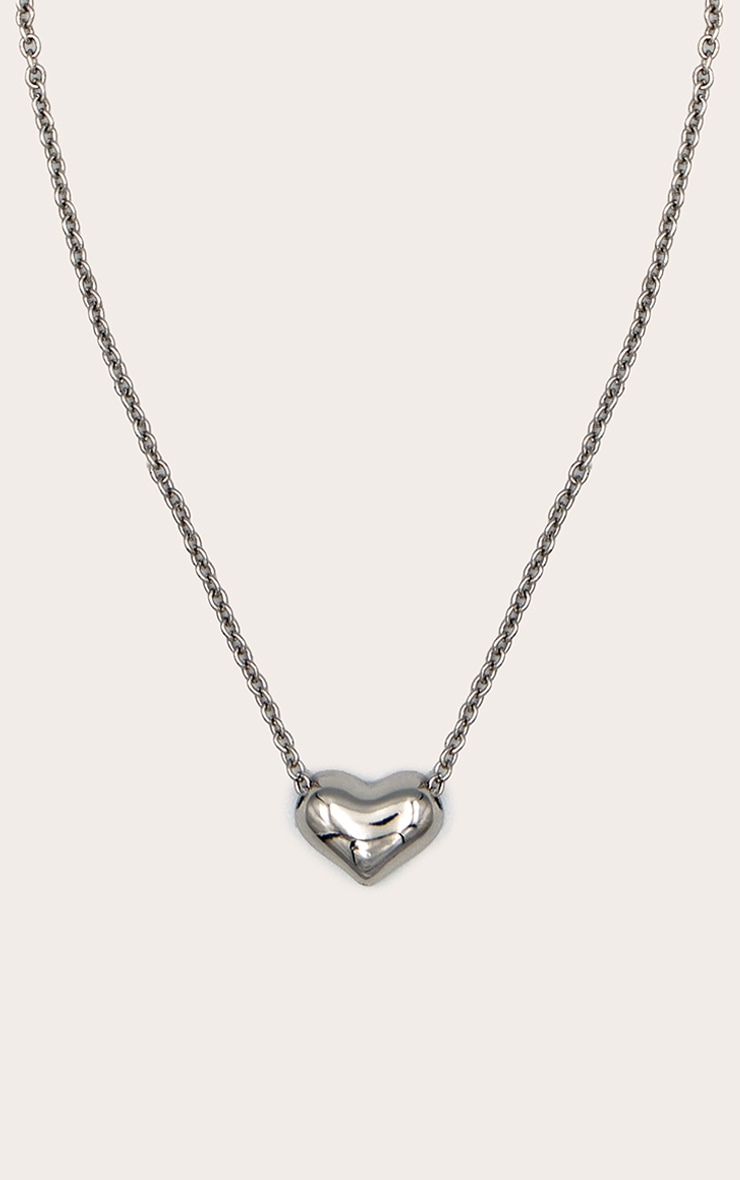Silver Puff Heart Pendant Necklace | Accessories | PLT