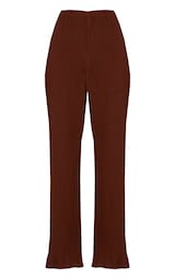 Chocolate Brown Plisse High Waist Trousers | Co-ords | PLT