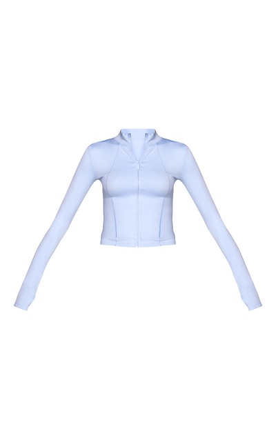 Powder Blue Ultimate Sculpt Seam Zip Up Jacket | Athleisure | PLT