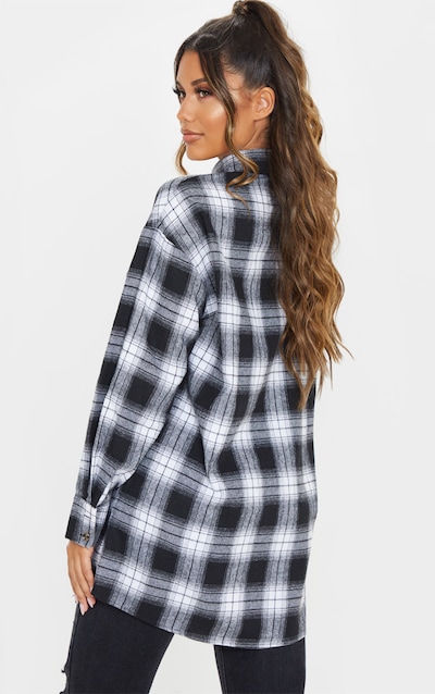 Black Checked Oversized Pocket Detail Shirt | Tops | PLT