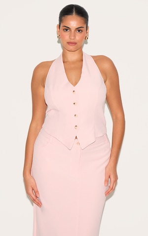 Plus Light Pink Tailored Backless Waistcoat | Plus Size ...