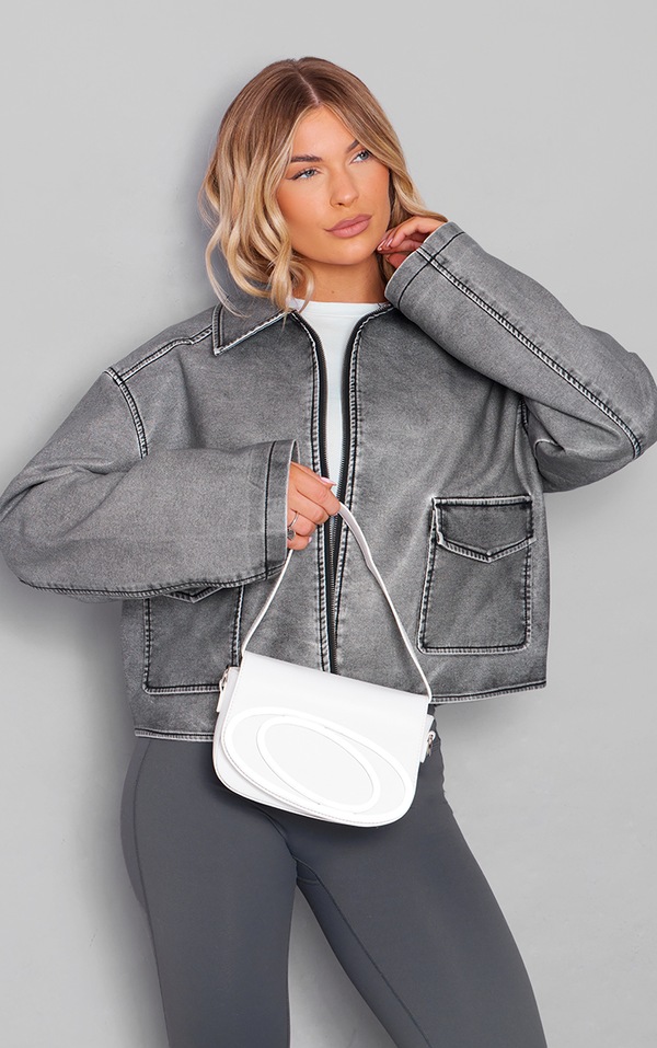 White PU Silver Detailed Shape Shoulder Bag | Accessories | PLT
