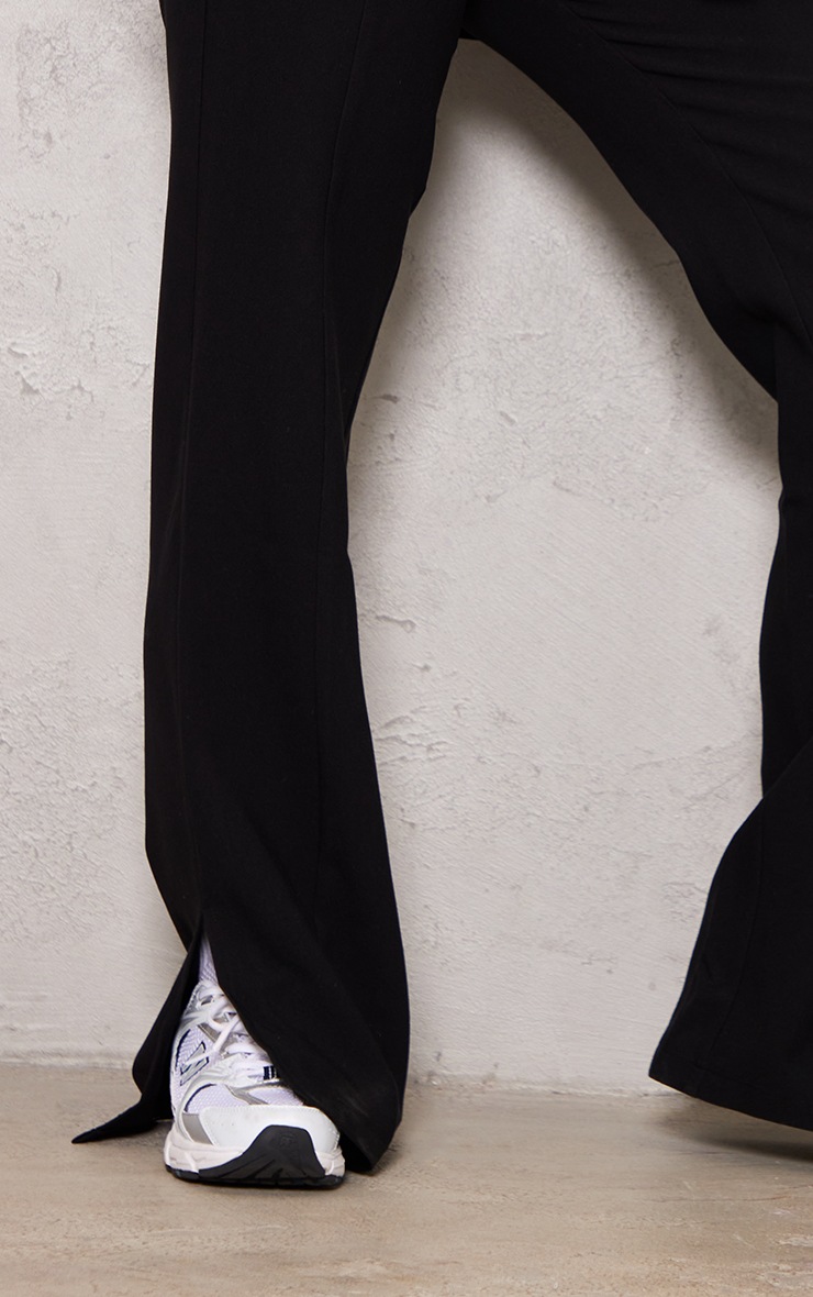 Black Wide Leg Split Hem Pants | PrettyLittleThing AUS