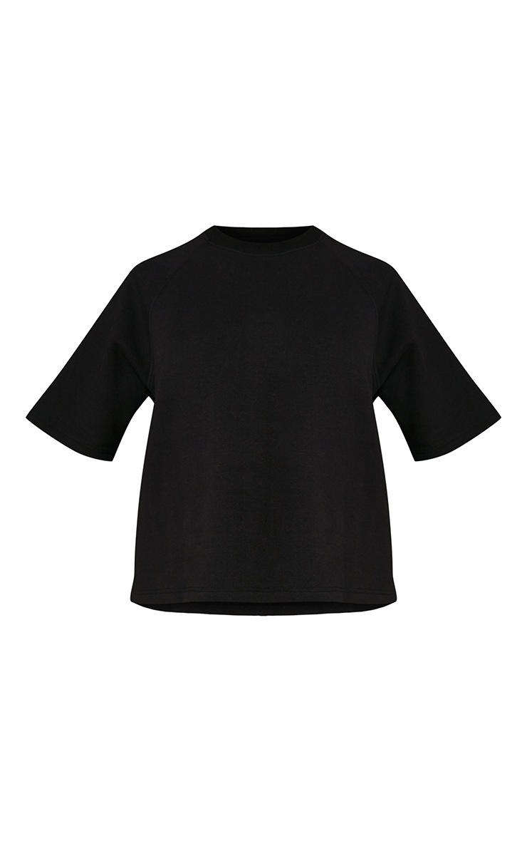 Black Embroidered Interlock Boxy Tee | Athleisure | PLT
