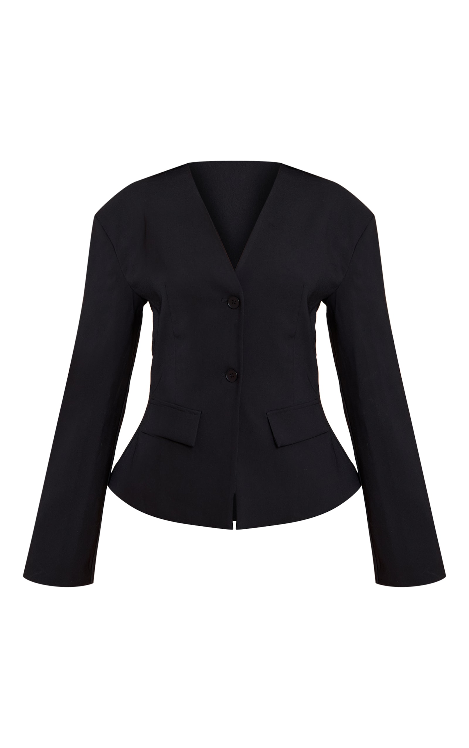 Petite Black Cinched Waist Drop Shoulder Blazer | Petite | PLT