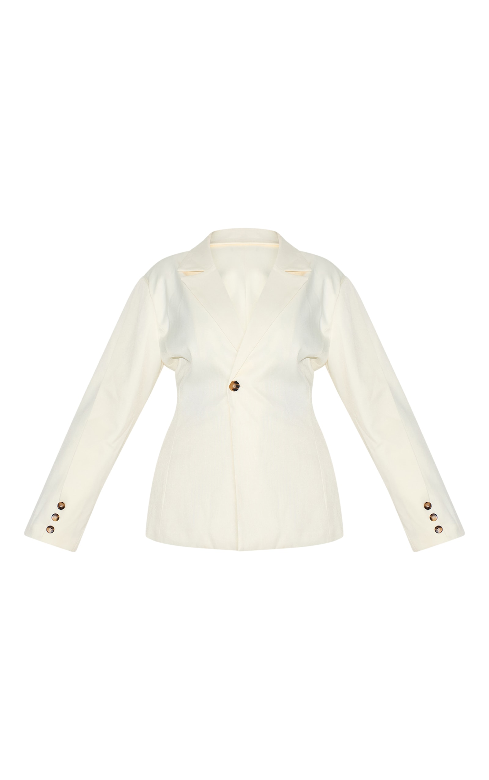 Plus Cream Tailored Woven Cinch Waist Blazer | Plus Size ...