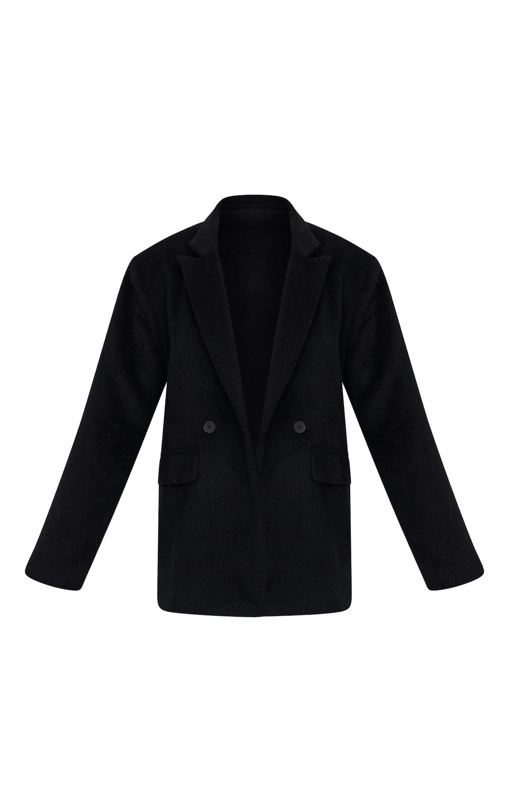 Black Oversized Textured Wool Look Blazer | Outerwear | PLT