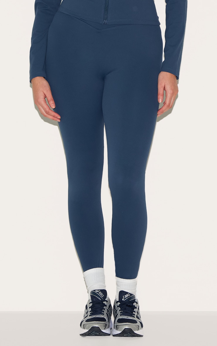 Midnight Blue Sculpt Wrap Waist Gym Leggings | Activewear ...