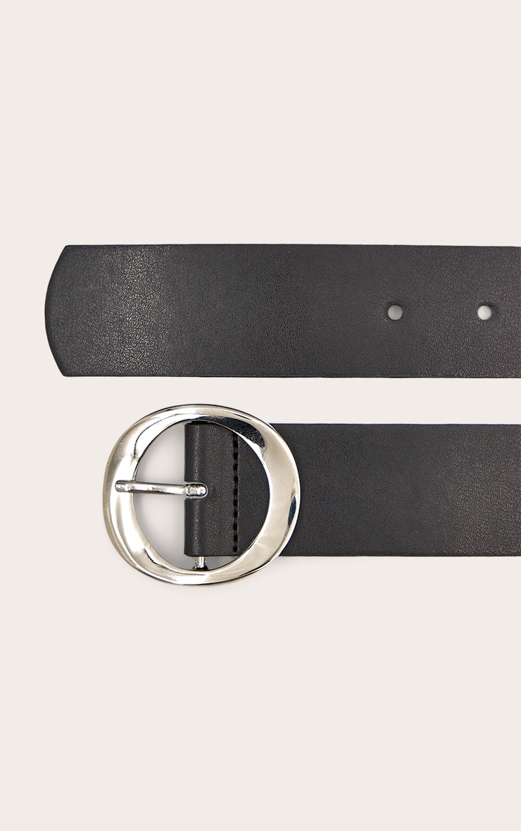 Black Pu Curved O-ring Silver Buckle Belt | Accessories | PLT