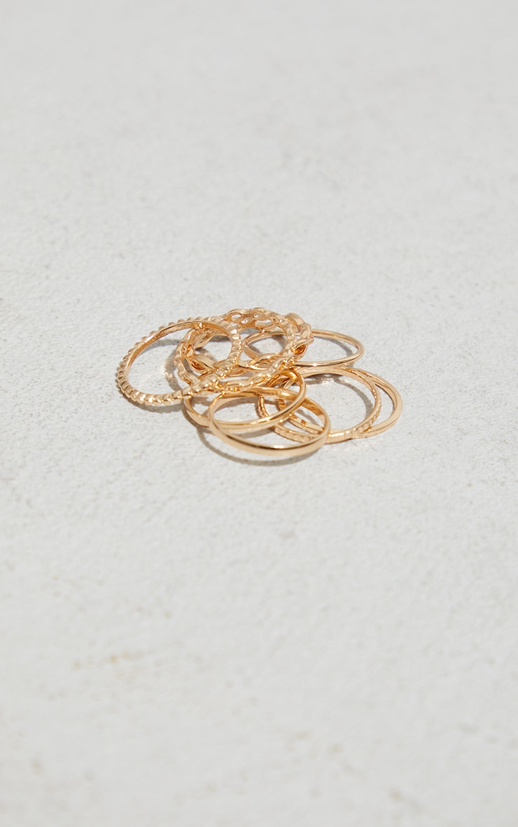 Gold Assorted Pack Of 8 Dainty Rings | Accessories | PrettyLittleThing