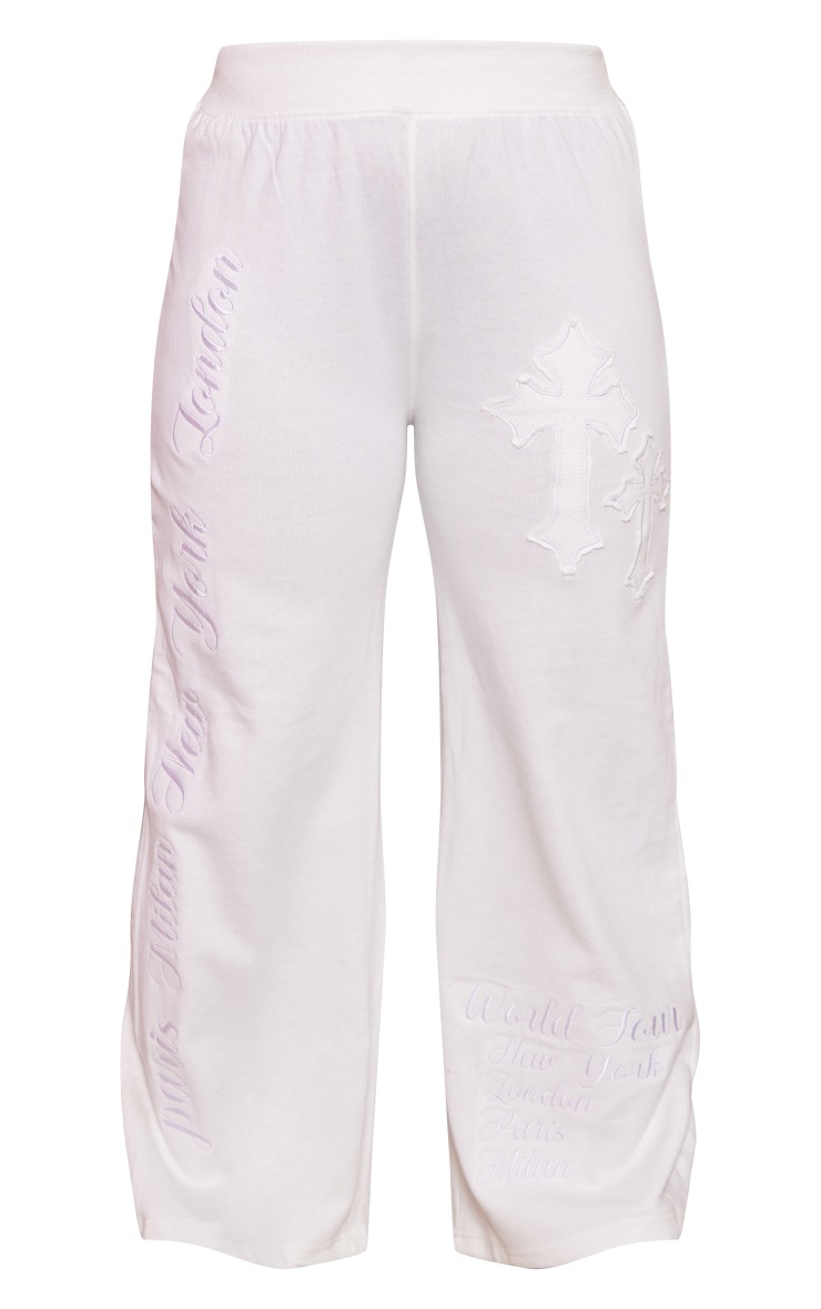 Plus Cream Cross Applique Wide Leg Sweatpants | Plus Size ...