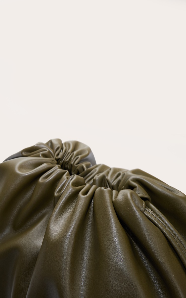 Khaki PU Oversize Drawstring Clutch Bag | Accessories | PLT