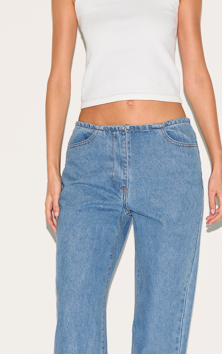 Mid Blue Low Rise No Waistband Straight Leg | Denim | PLT