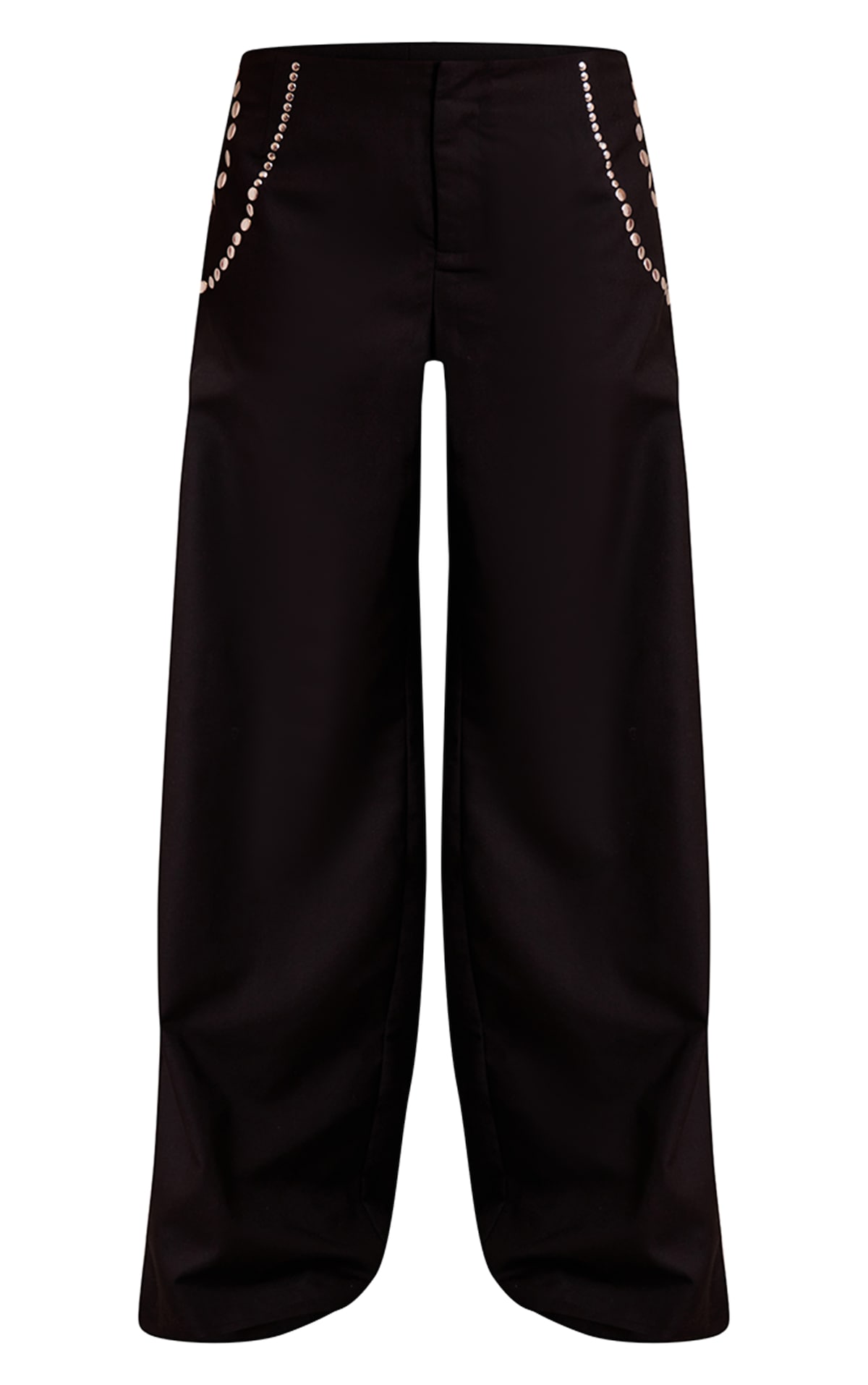 Black Studded Swirl Low Rise Trousers | Bottoms | PLT