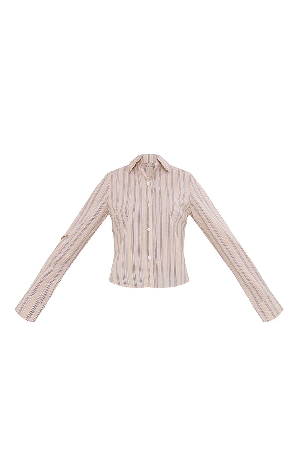 Beige Striped Fitted Shirt | Tops | PLT AUS